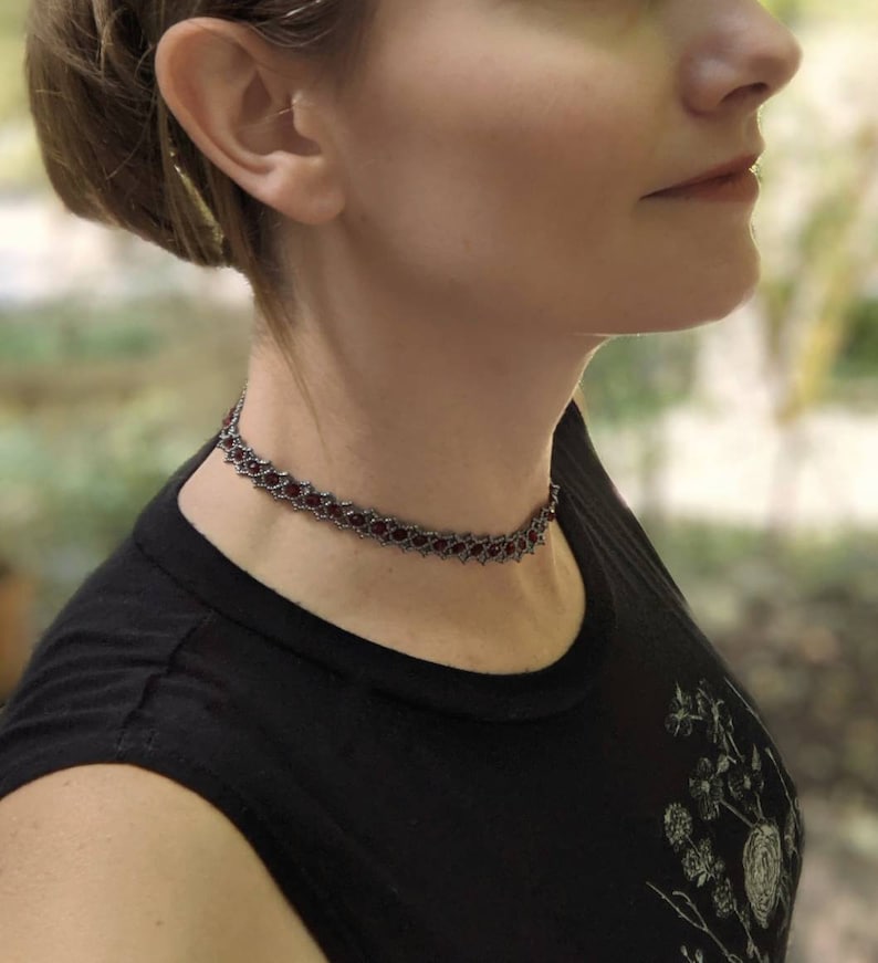 Dark Red Victorian Choker/red Choker Necklace/statement Choker Red ...