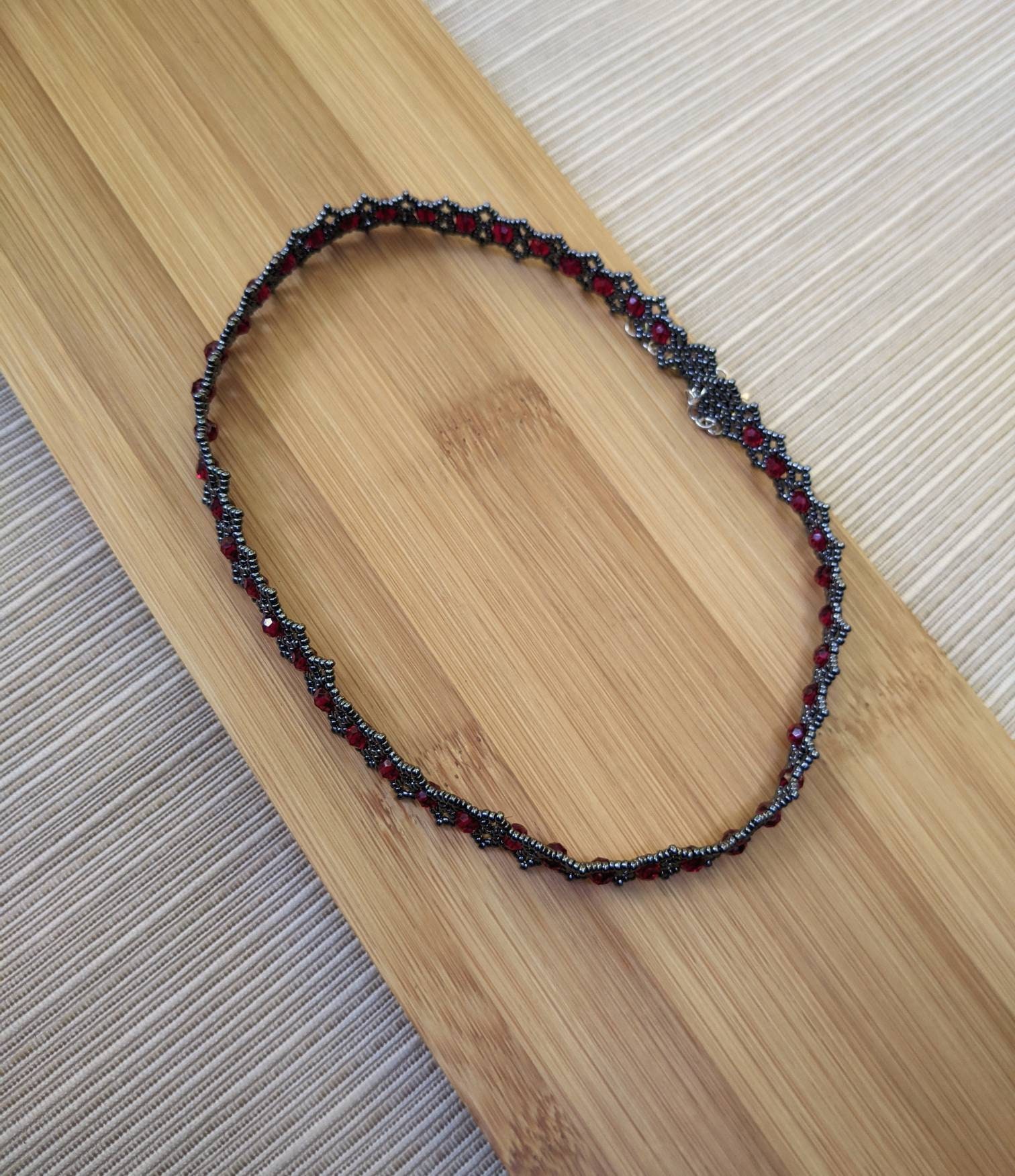 Dark Red Victorian Choker/red Choker Necklace/statement Choker Red ...