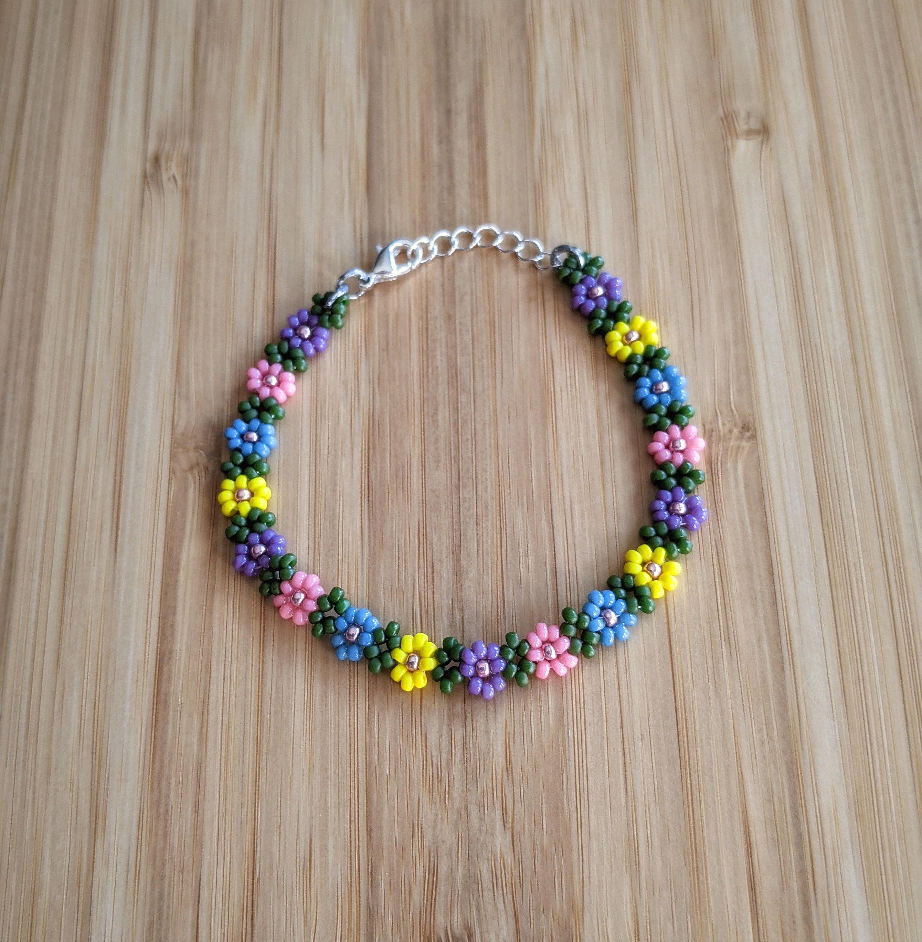 Multicolor Flower Bracelet/flower Bracelet/hippie - Etsy