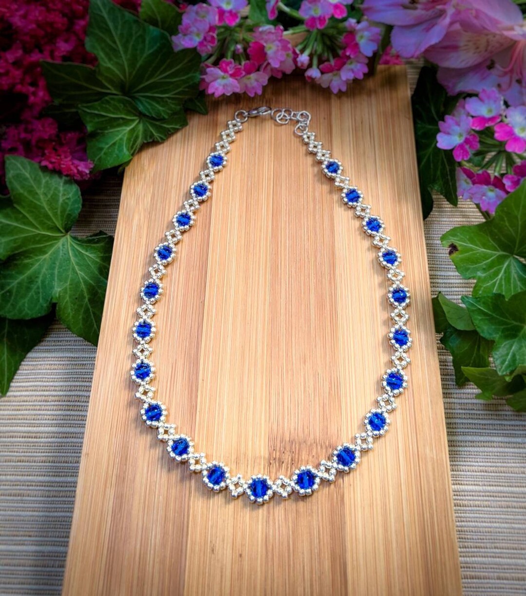 Silver Blue Choker Necklace, Boho Choker Beaded, Artisan Silver Choker ...