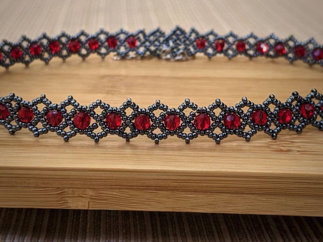 Dark Red Victorian Choker/red Choker Necklace/statement Choker Red ...