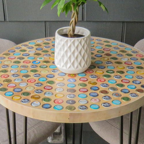 Round Bottle Cap Table Solid Wood End Table Side Table Bar - Etsy