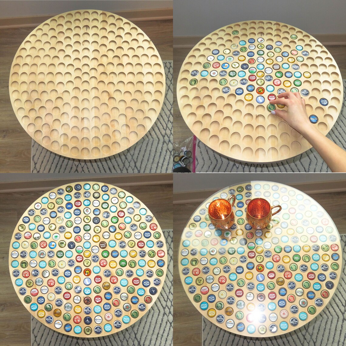 Round Bottle Cap Table, Solid Wood, End Table, Side Table, Bar Table - Etsy