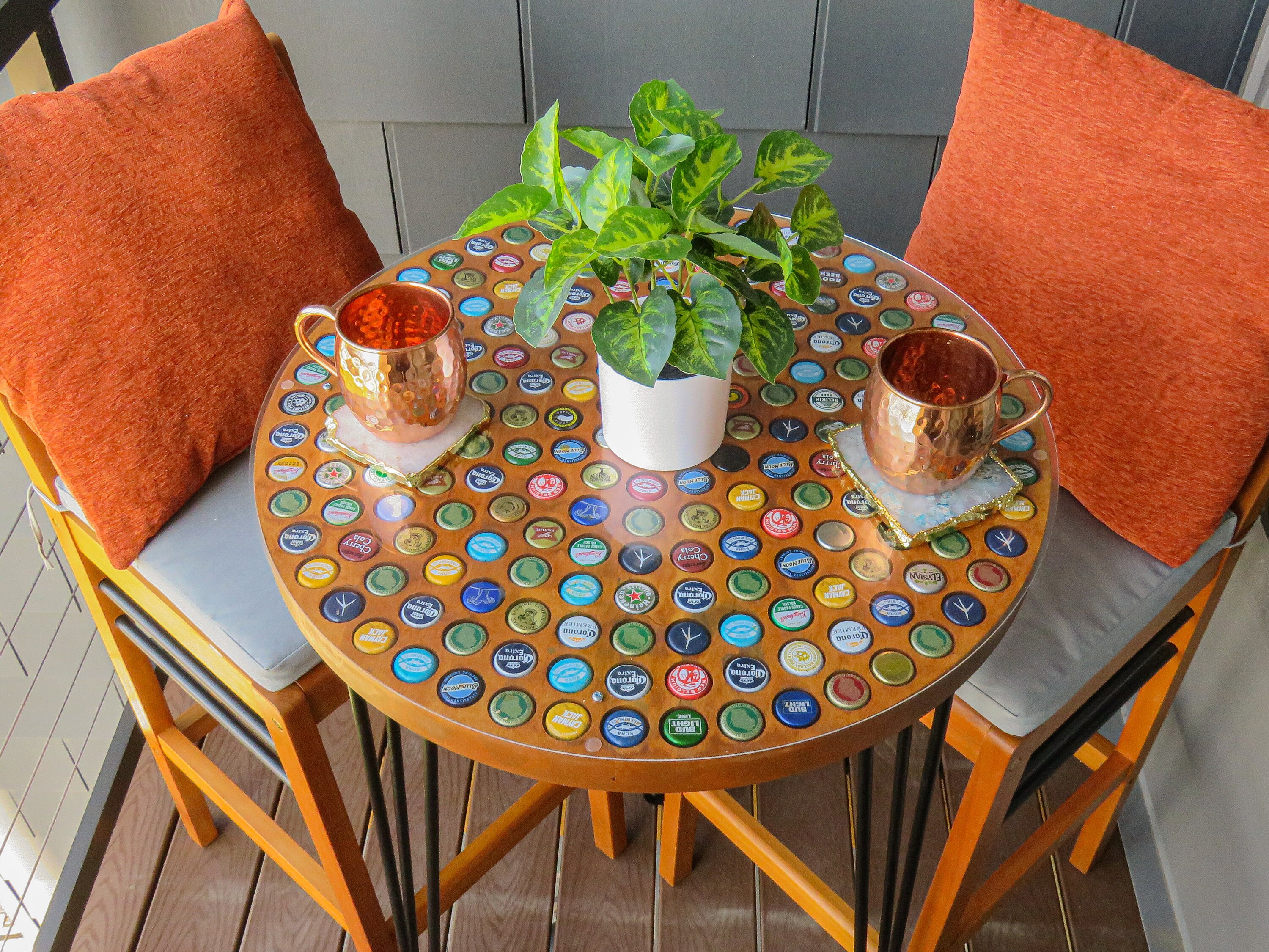 Round Bottle Cap Table, Solid Wood, End Table, Side Table, Bar Table - Etsy