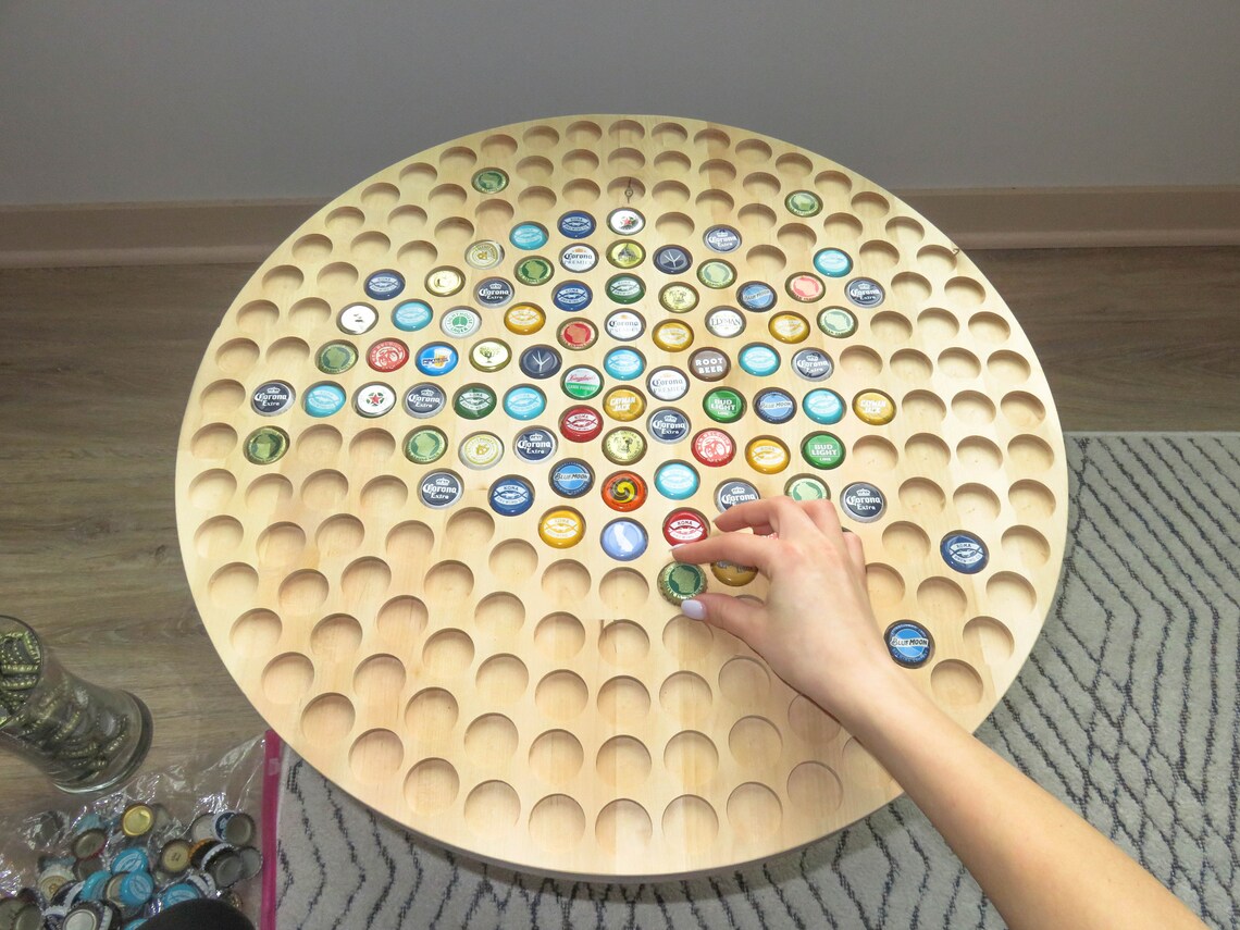 Round Bottle Cap Table, Solid Wood, End Table, Side Table, Bar Table - Etsy