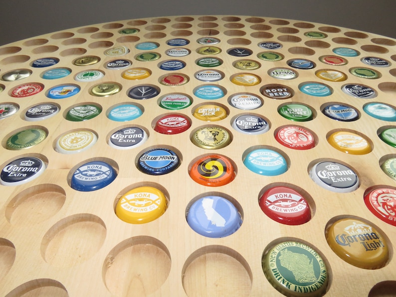 Round Bottle Cap Table // Solid Wood // End Table // Side | Etsy