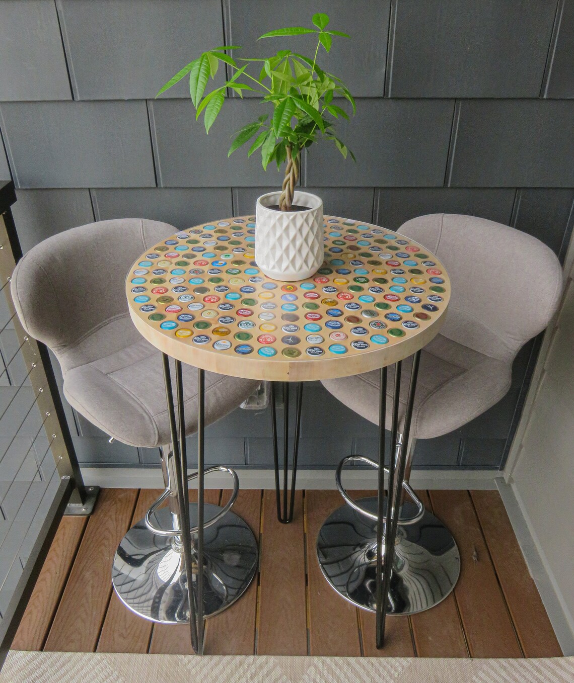 Round Bottle Cap Table, Solid Wood, End Table, Side Table, Bar Table - Etsy