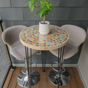 Round Bottle Cap Table, Solid Wood, End Table, Side Table, Bar Table - Etsy