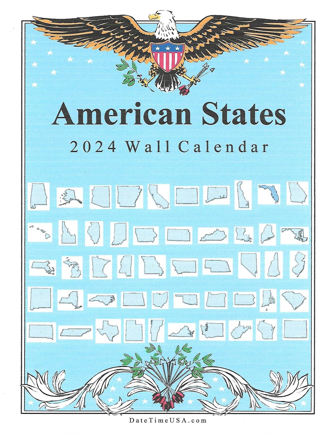 AMERICAN STATES 2024 and 2025 Spiral-bound Wall Calendars - Etsy