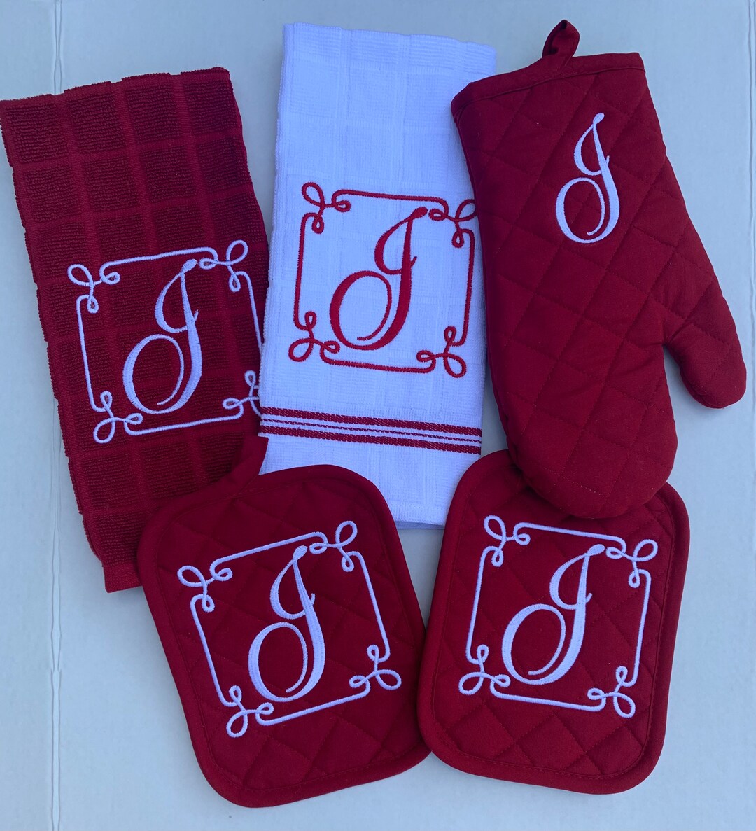 Personalized Kitchen Set, Potholder Set, Oven Mitt Set, Monogram ...
