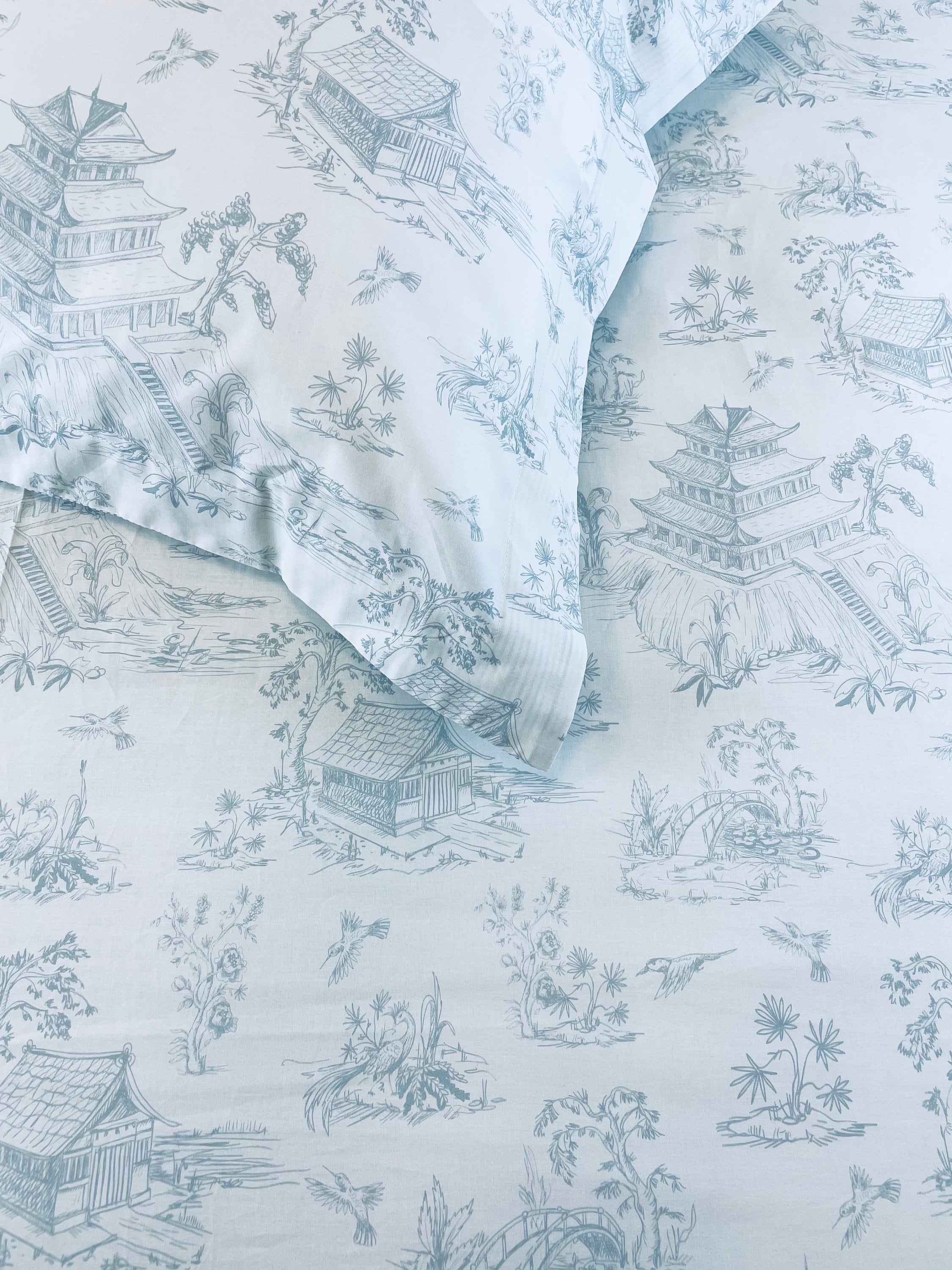 Oriental Toile Duvet Sham Set 3 Pieces Set - Etsy