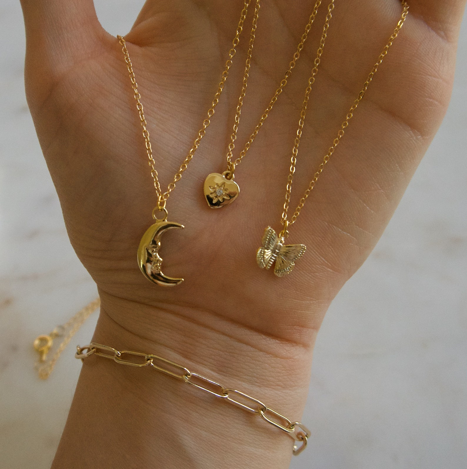 Small Gold Heart Necklace / Heart Charm With Diamond / Tiny - Etsy