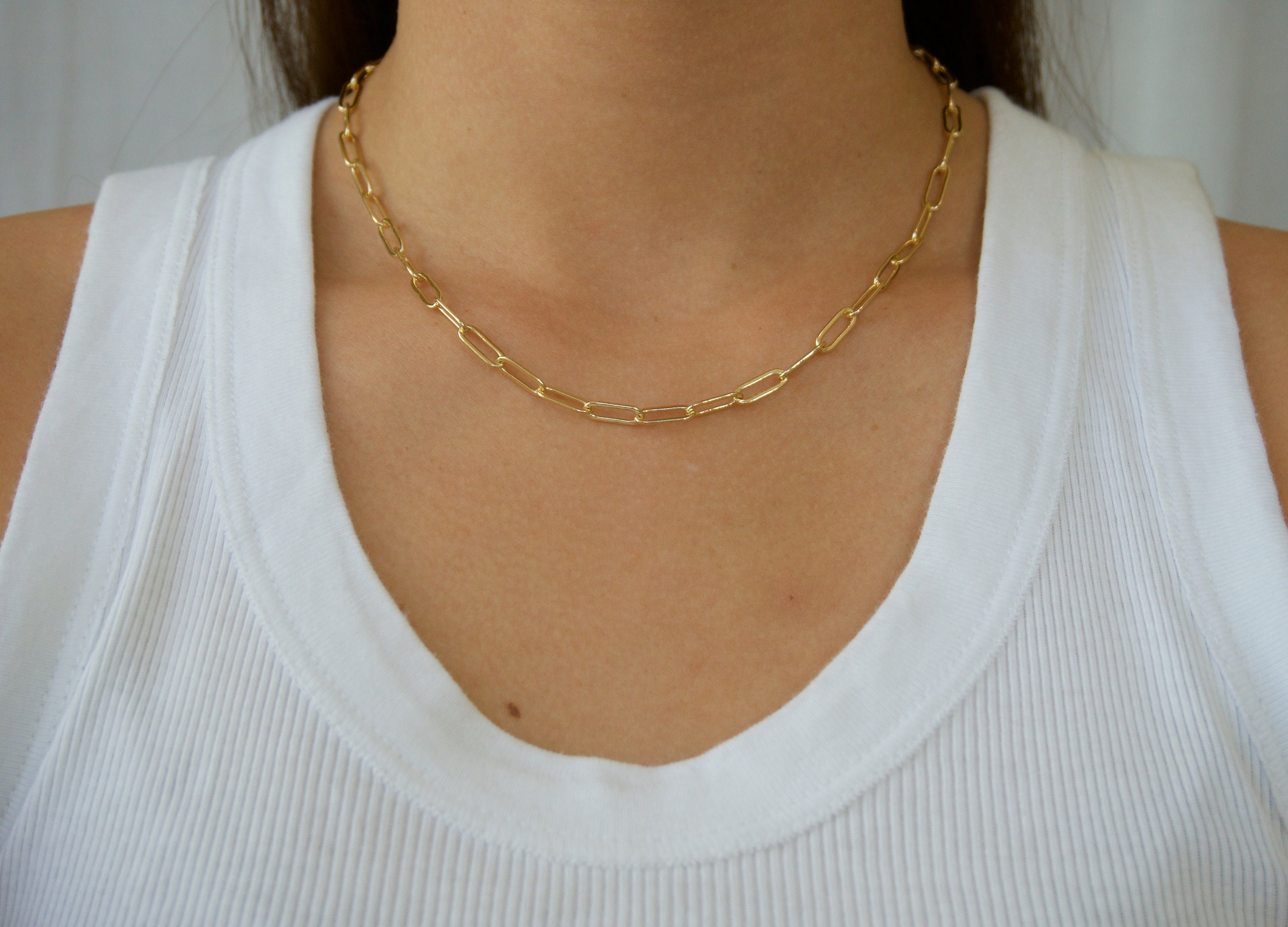 Chunky Link Chain Necklace / Gold Paperclip Chain / Thick Gold - Etsy