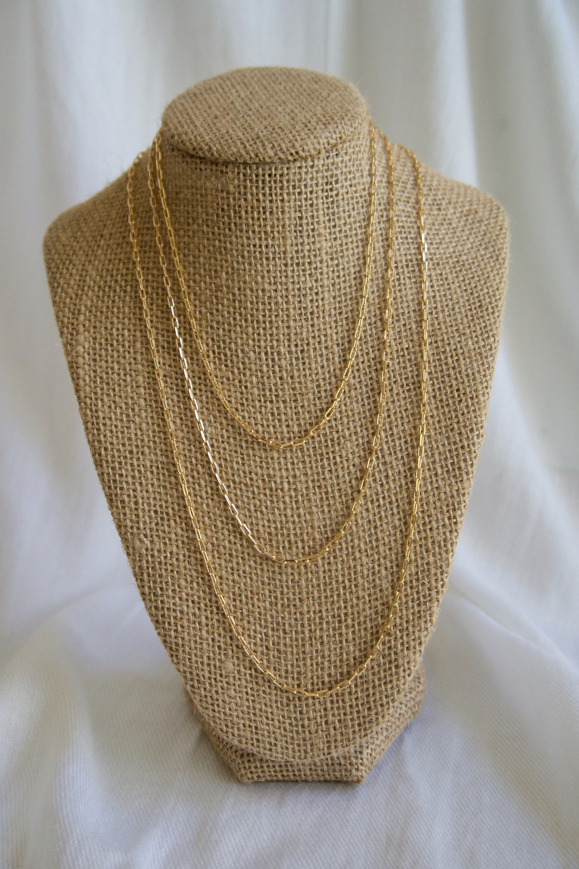 Dainty Rectangle Link Chain Necklace / Gold Paperclip Chain / | Etsy