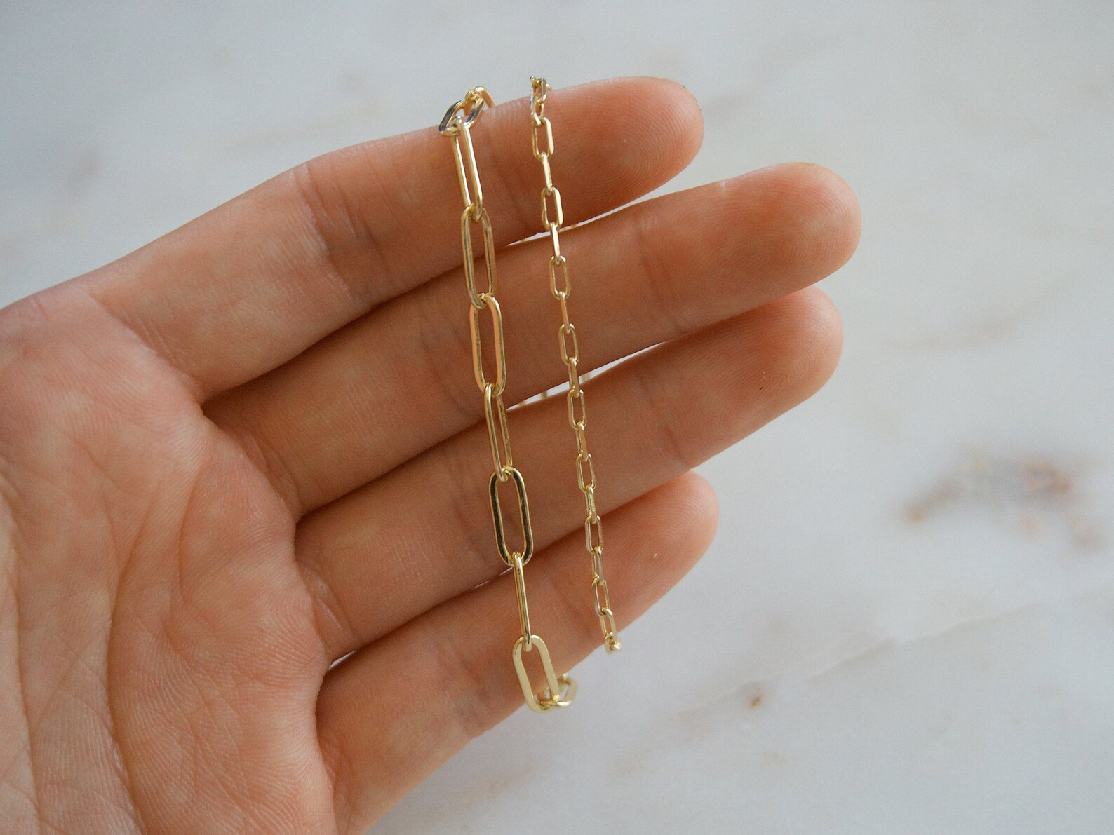 Gold Paperclip Link Bracelet / Stacking Bracelet for Women / | Etsy