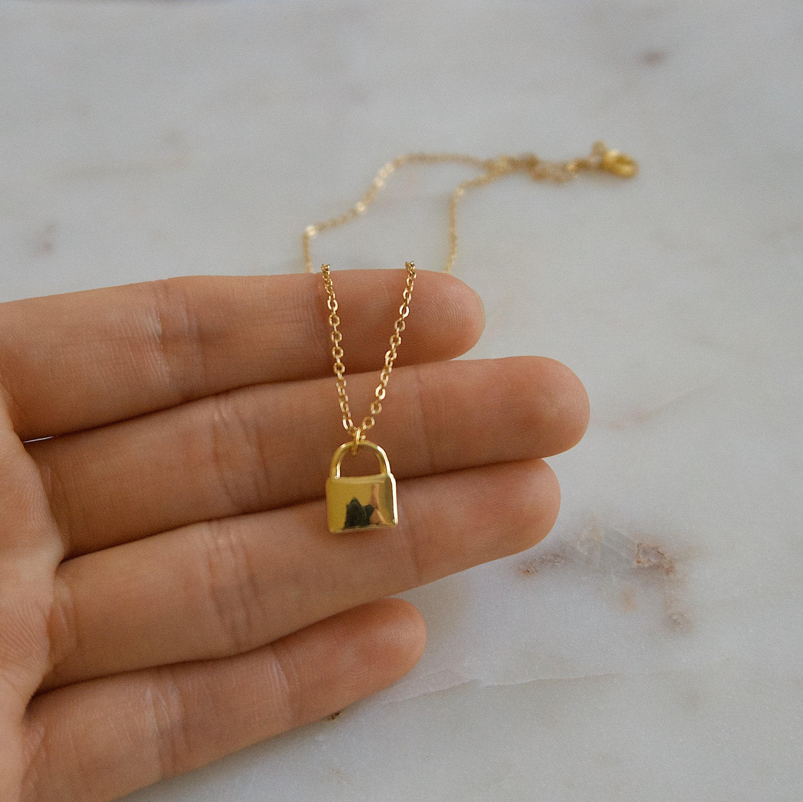Tiny Gold Lock Necklace / Padlock Pendant / Dainty Gold - Etsy