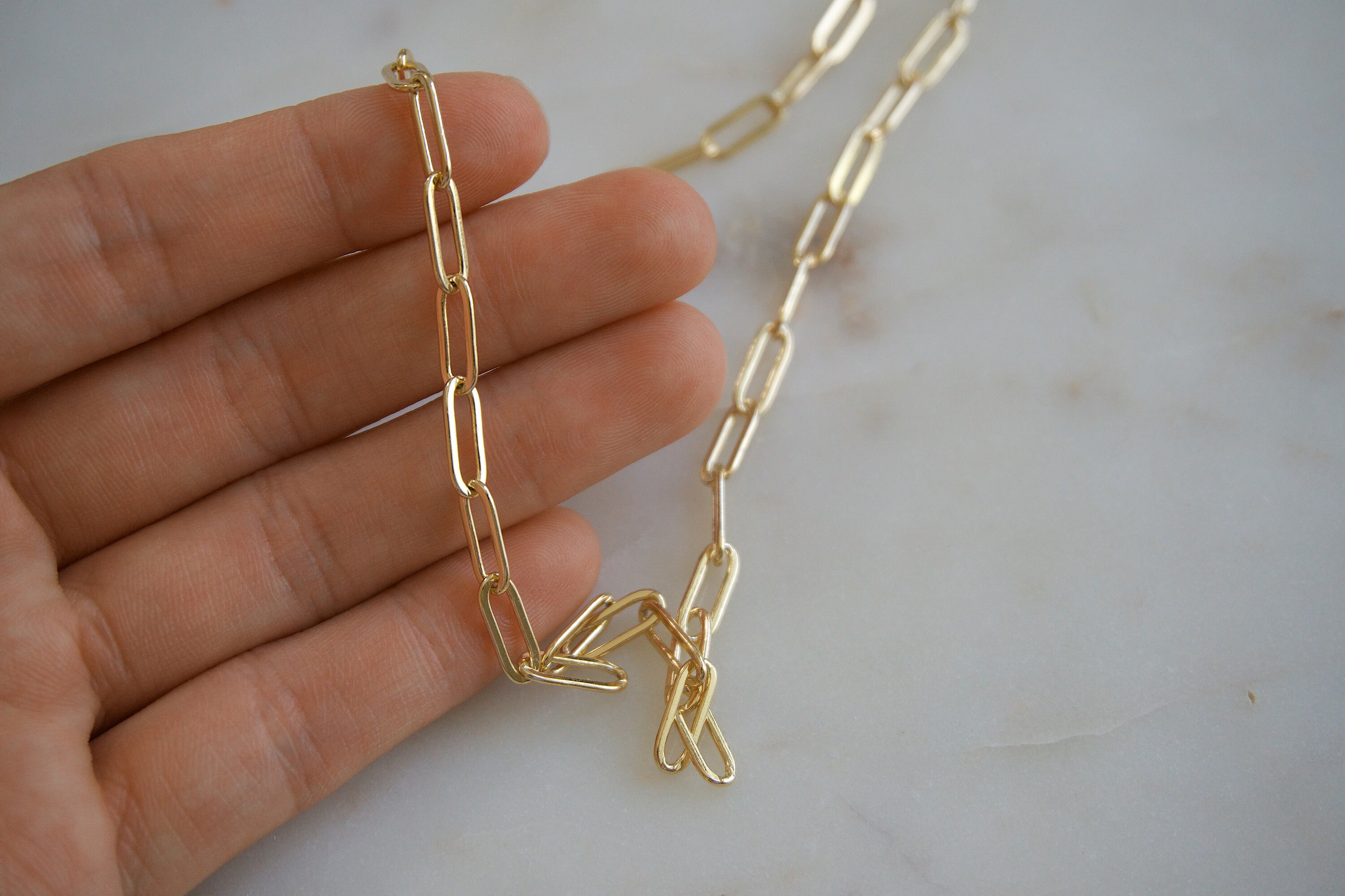 Chunky Link Chain Necklace / Gold Paperclip Chain / Thick Gold - Etsy