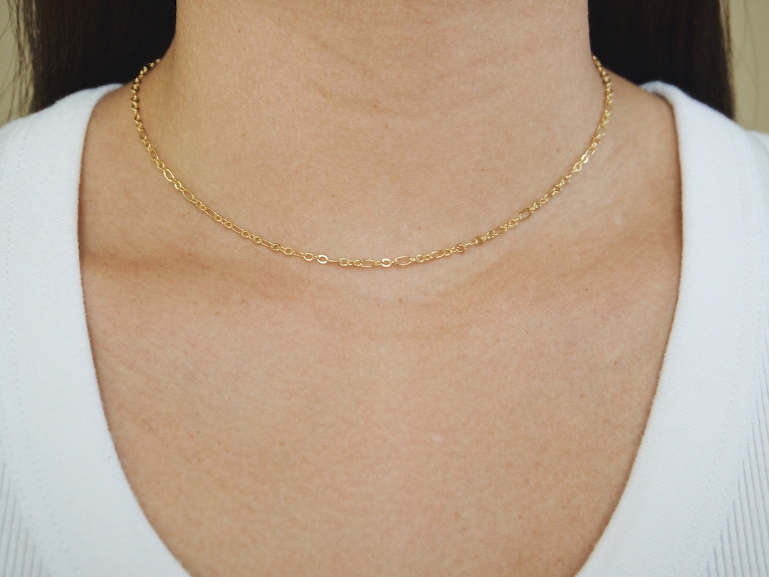 Dainty Gold Choker Necklace / Minimalist Necklace / Thin Gold Chain ...