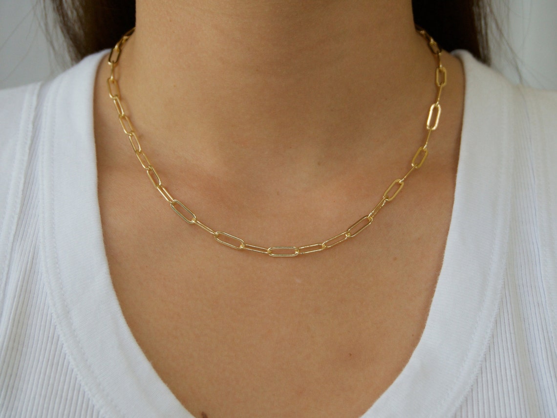 Chunky Link Chain Necklace / Gold Paperclip Chain / Thick Gold - Etsy