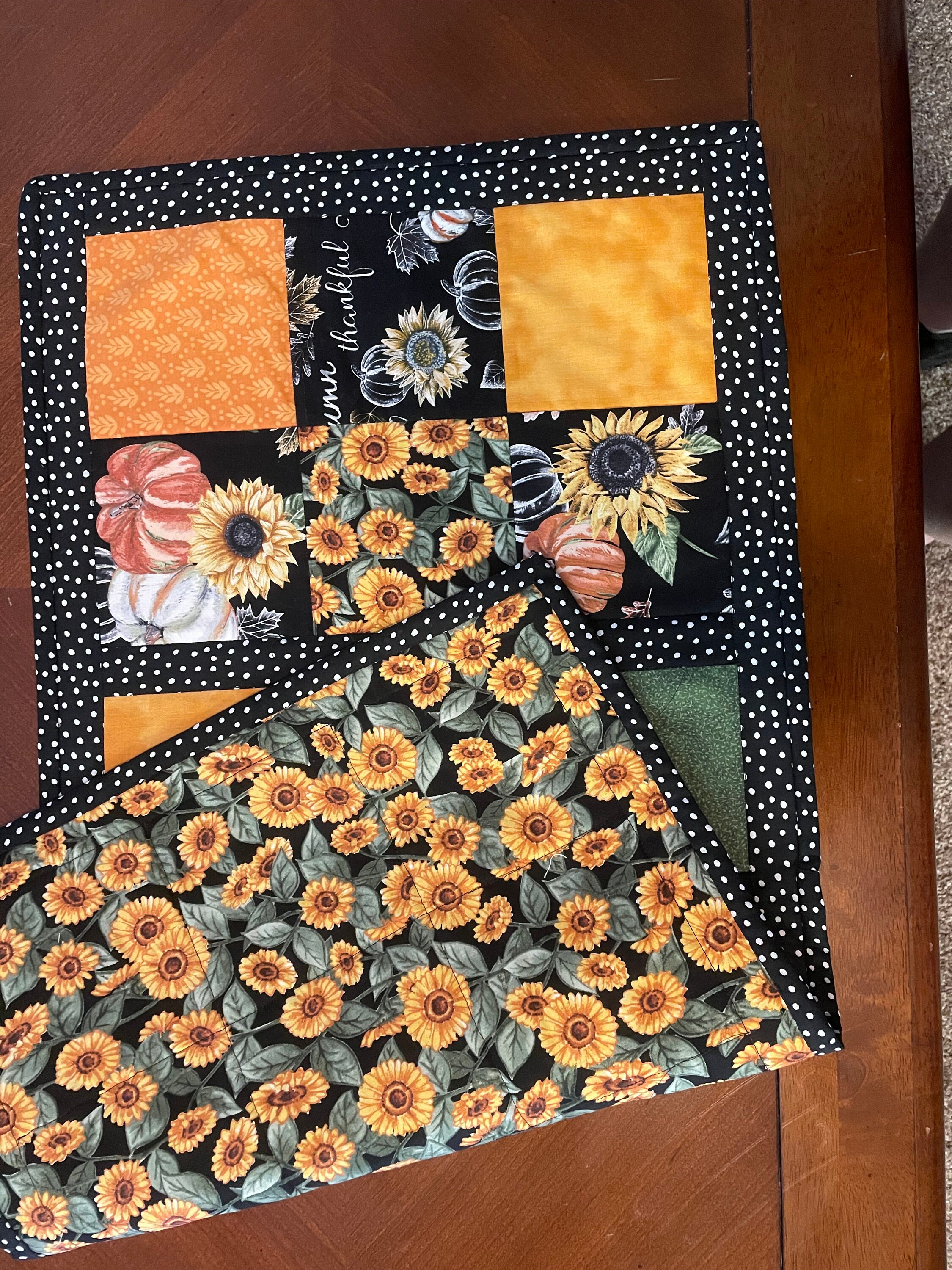Fall Table Runner Sunflower Table Runner Quilted Table - Etsy