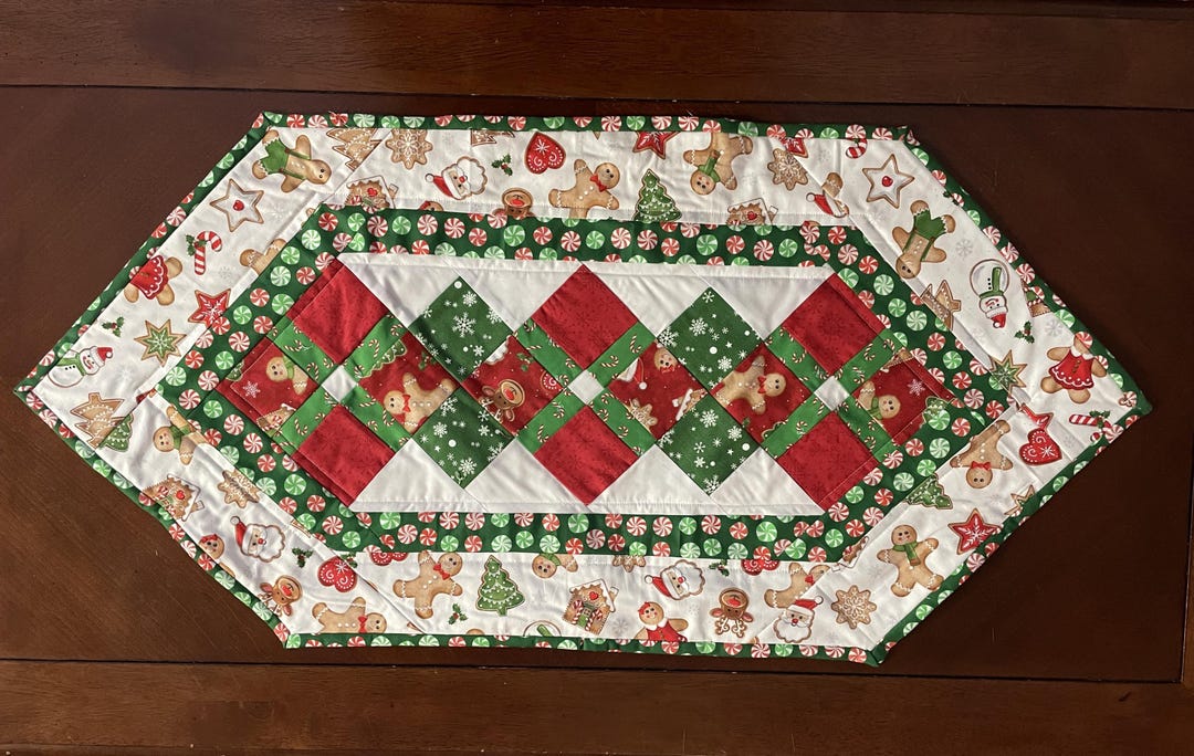 Christmas Table Runner, Gingerbread Table Runner, Christmas Candy Table ...