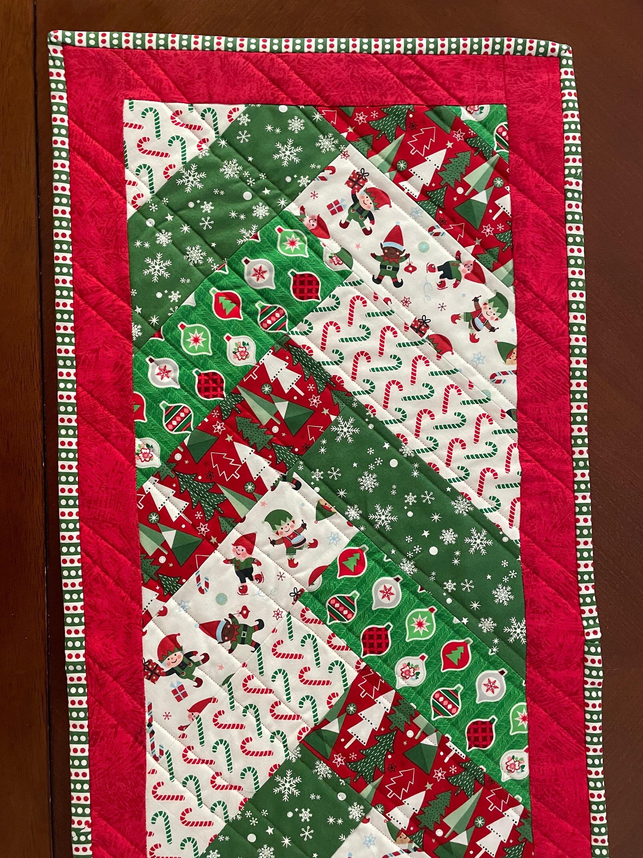 Christmas Table Runner Quilted Christmas Table Runner Elf - Etsy