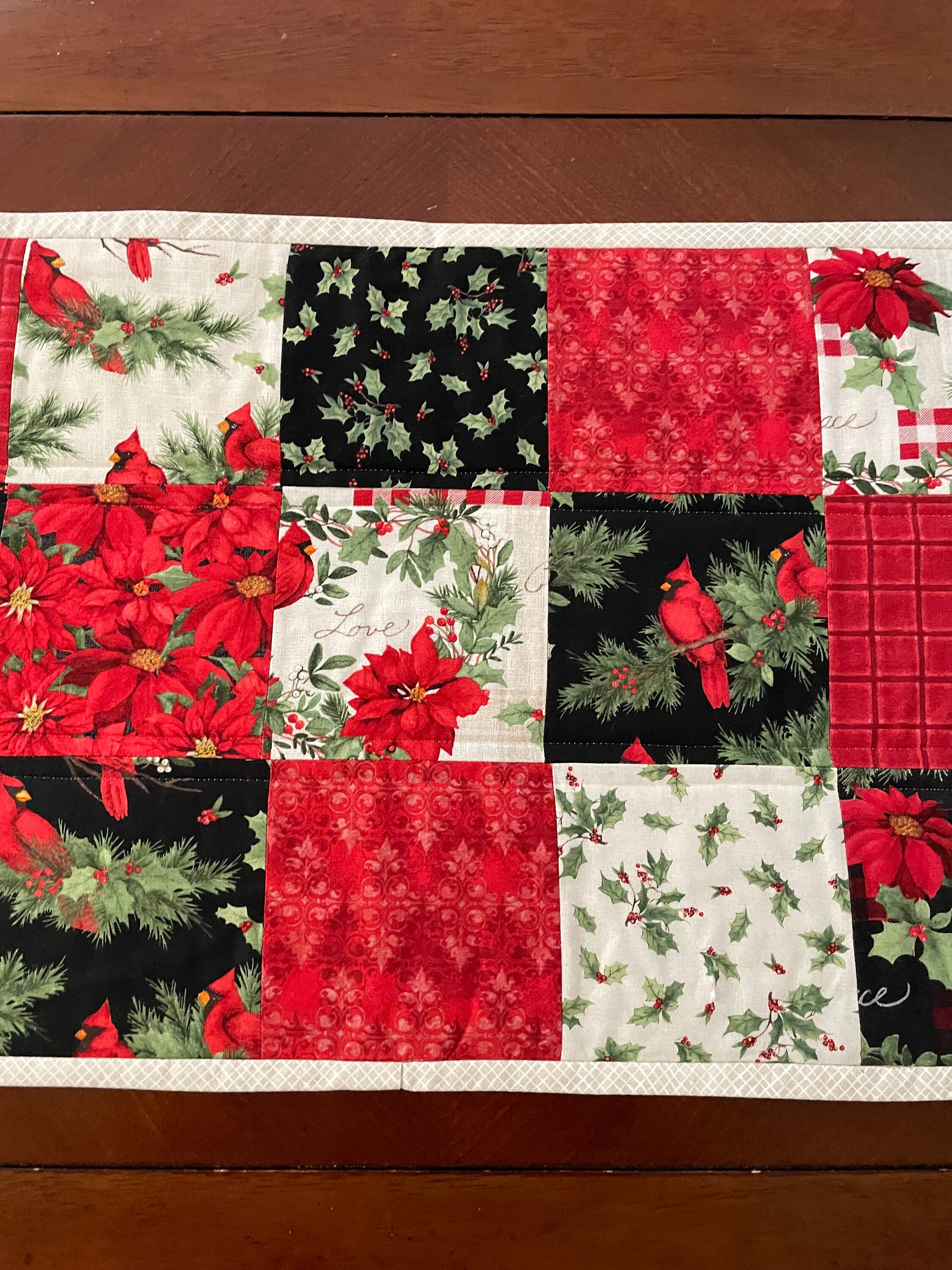 Christmas Table Runner, Cardinal Table Runner, Poinsettia Table Runner ...