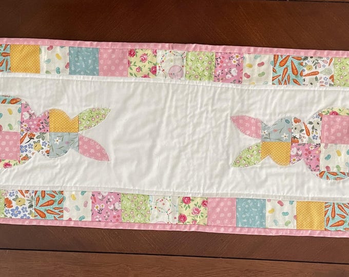 Easter Table Runner, Bunny Table Runner, Quilted Easter Table Runner, Quilted Easter Bunny Table ...