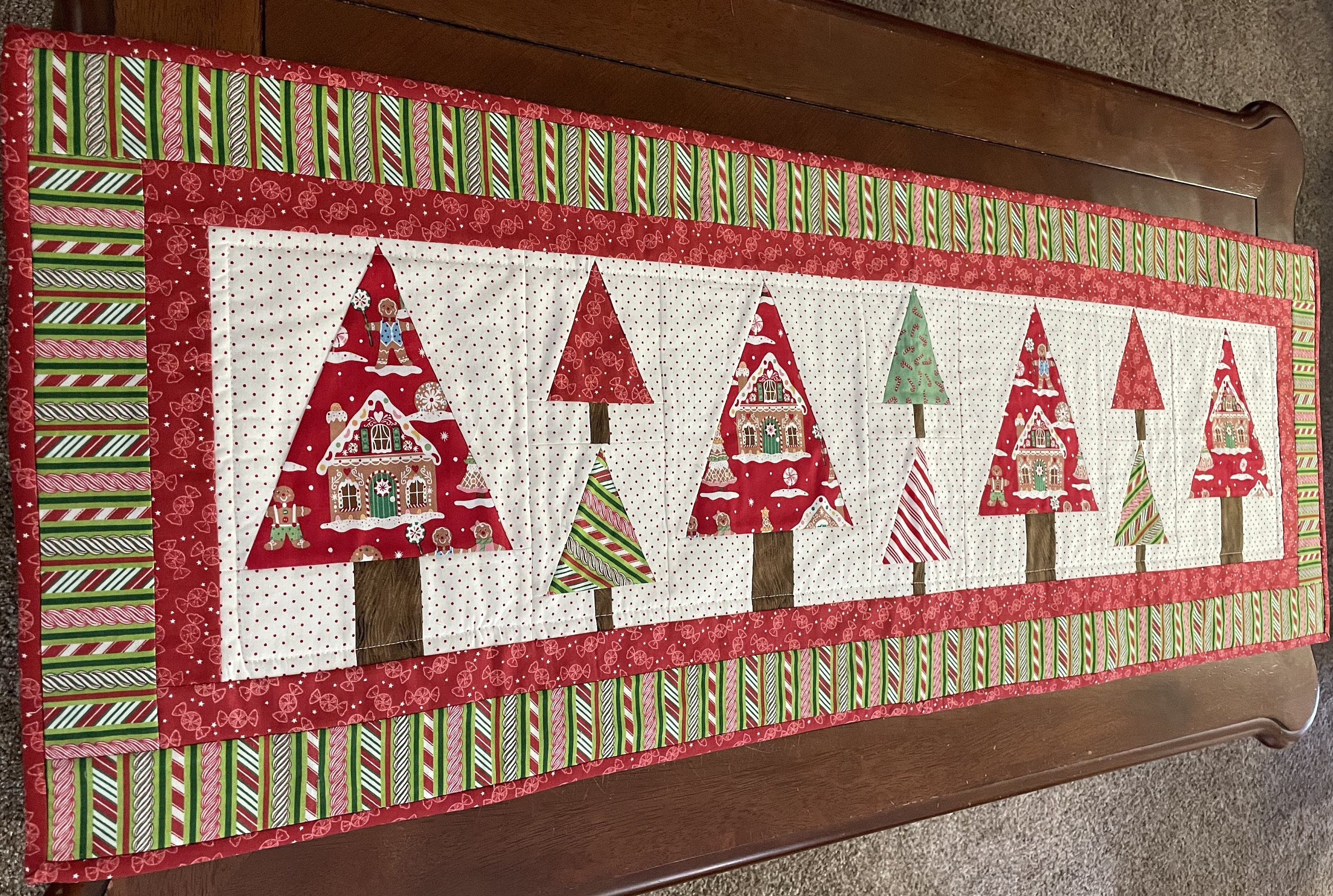 Christmas Table Runner, Gingerbread Table Runner, Christmas Candy Table ...