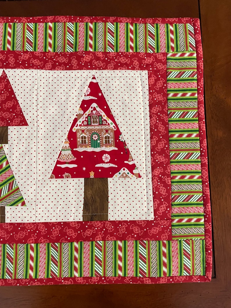 Christmas Table Runner, Gingerbread Table Runner, Christmas Candy Table ...