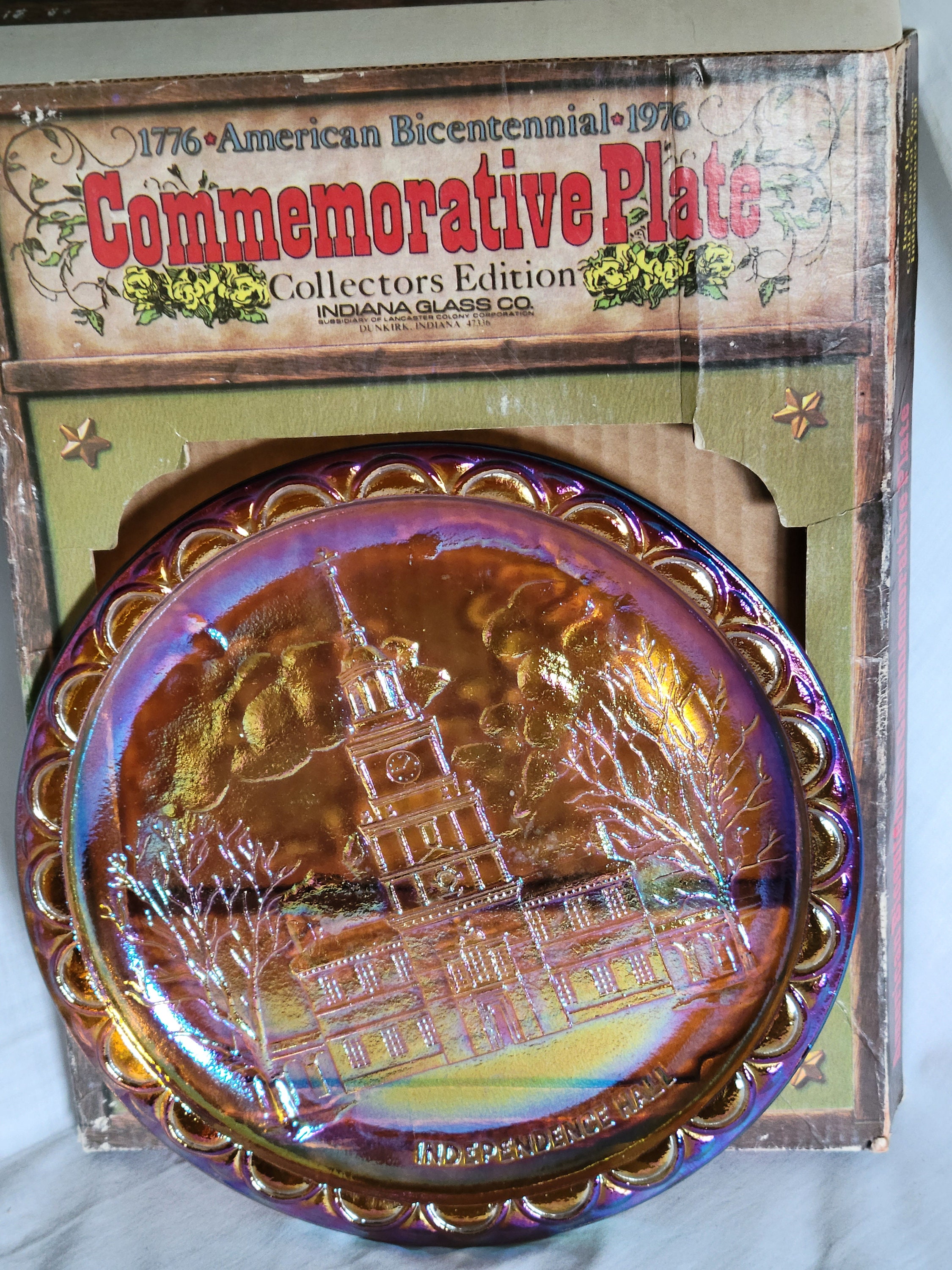 Vintage Indiana Carnival Glass Commemorative Plate in Original | Etsy
