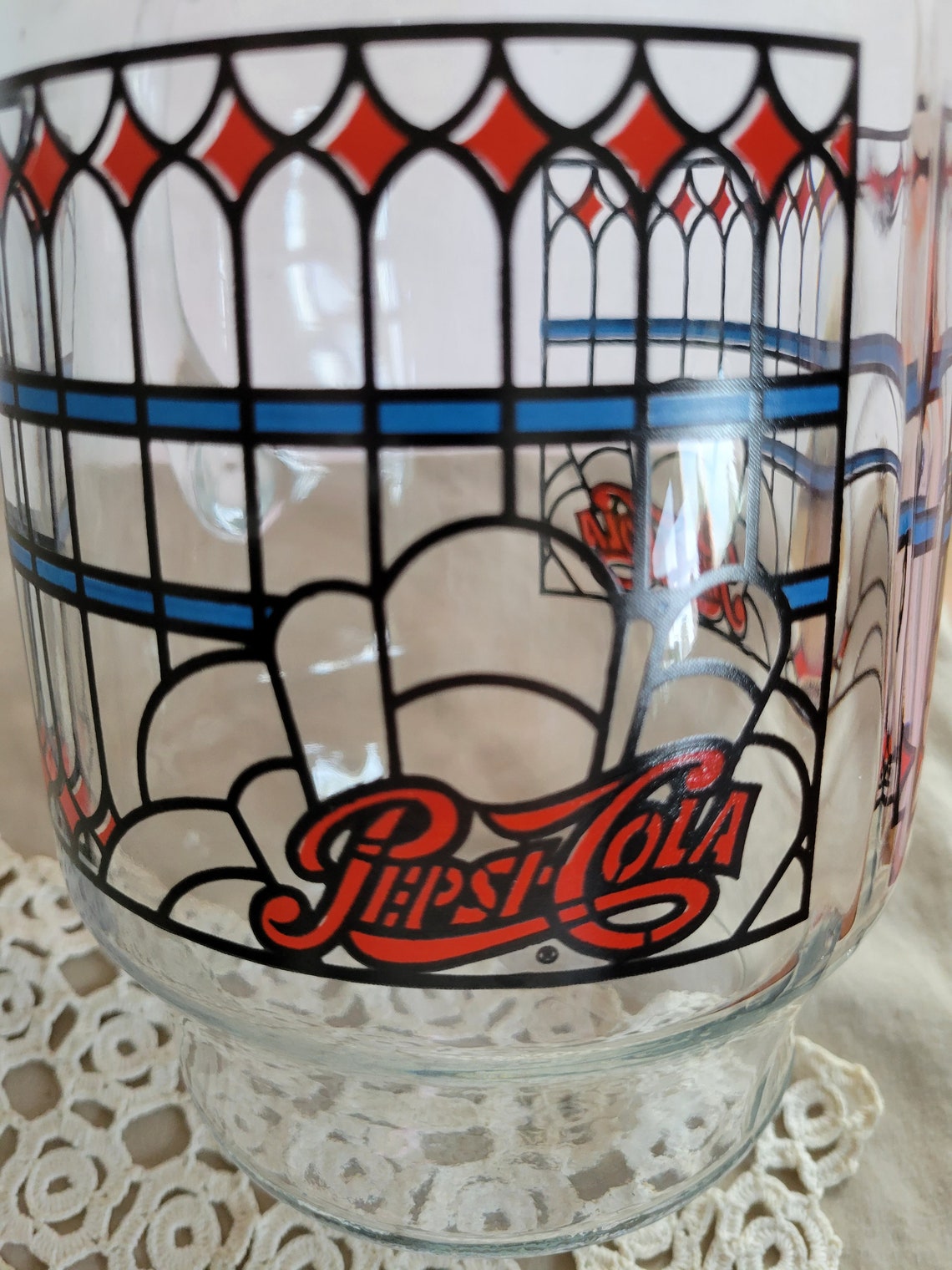Vintage Pepsi ColaTiffany Stained Glass Pitcher and Tumbler | Etsy