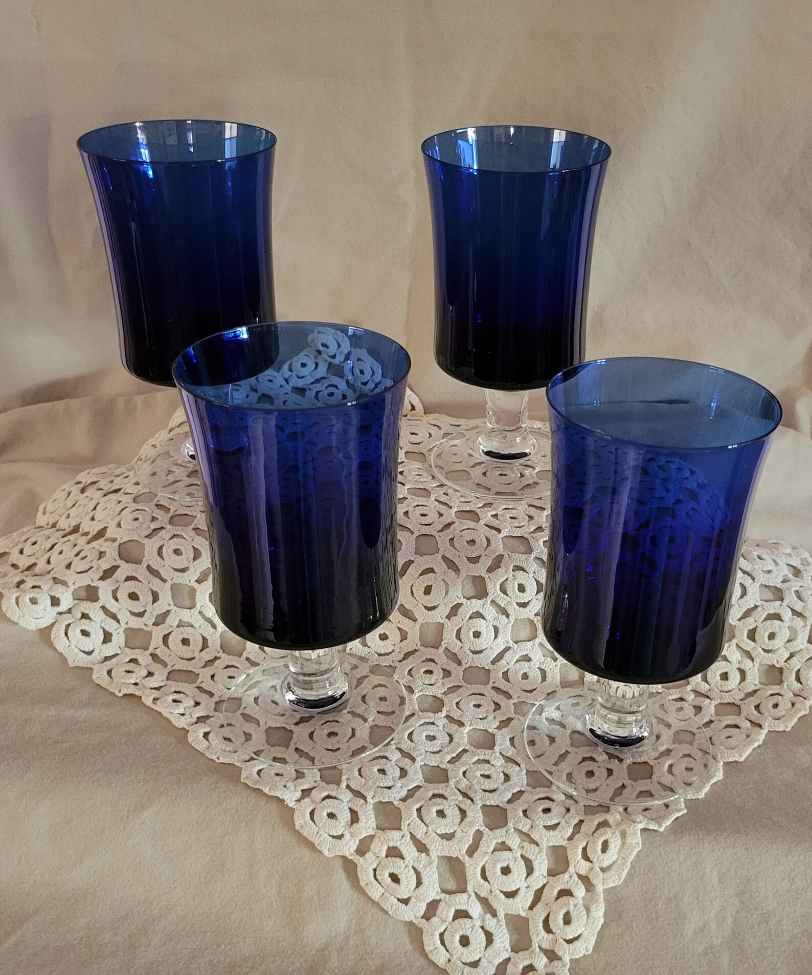 Cobalt Blue Glasses Set of 4 Sasaki Japan NEW OLD STOCK Two Sets ...
