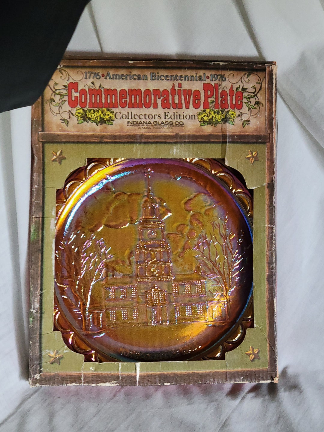 Vintage Indiana Carnival Glass Commemorative Plate in Original Box - Etsy