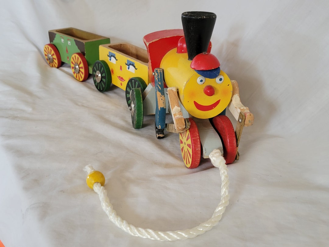 Vintage Wooden Train Pull Toy Brio Sweden ADORABLE - Etsy