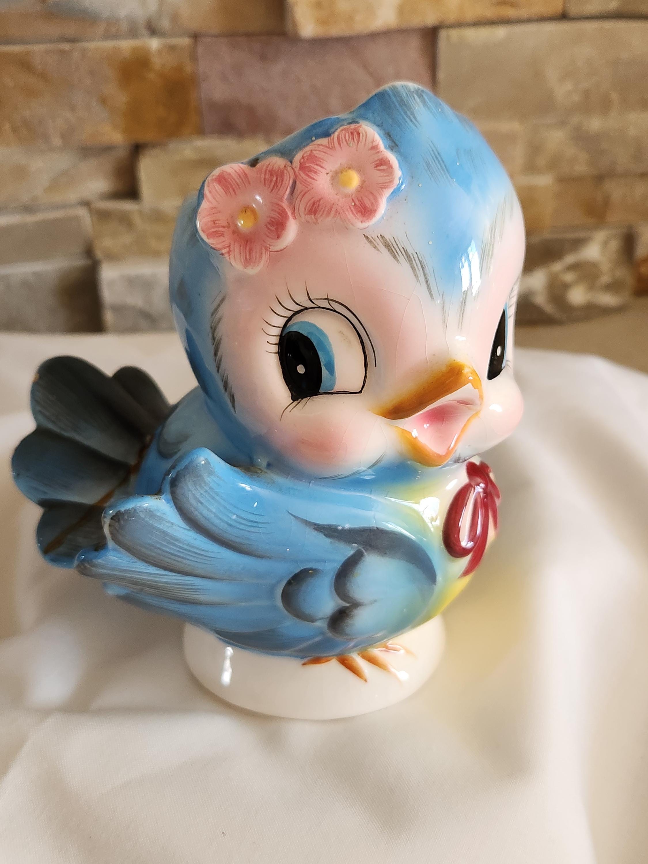 Vintage Lefton Bluebird Planter Flawed but SWEET - Etsy