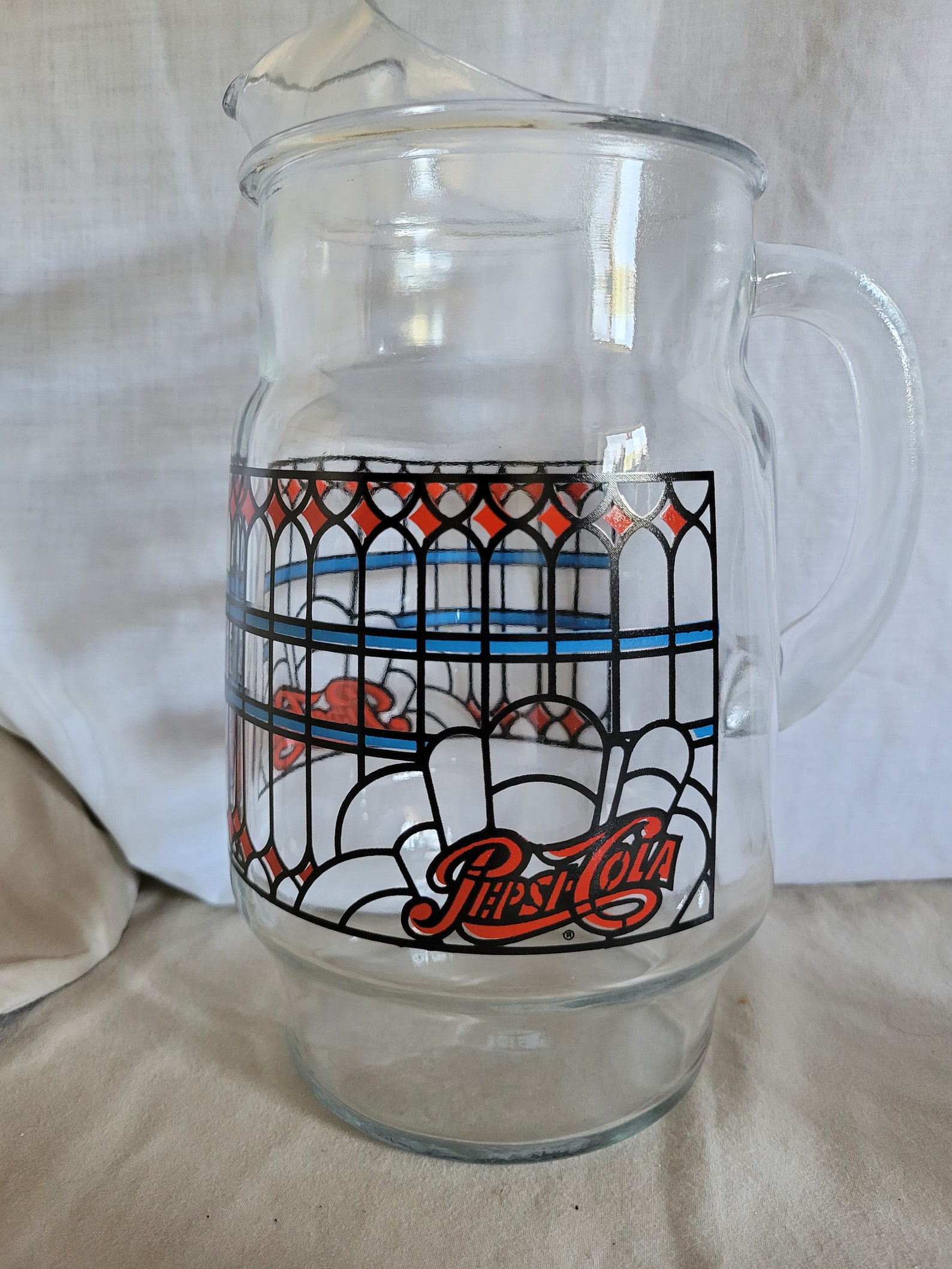 Vintage Pepsi Colatiffany Stained Glass Pitcher and Tumbler - Etsy Canada