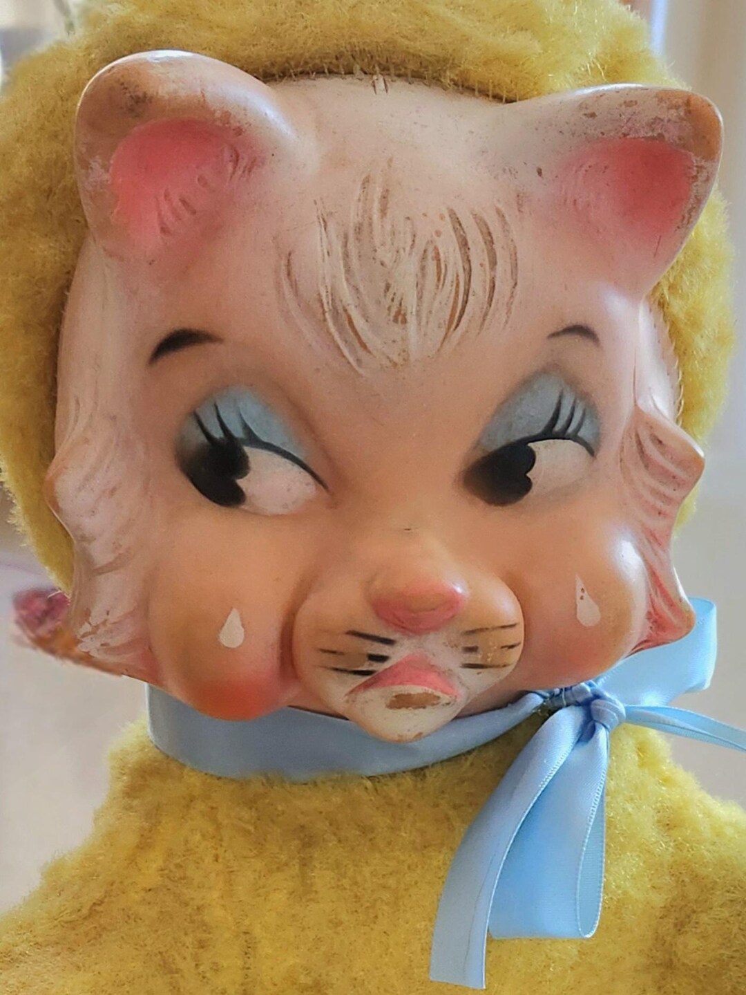 Vintage Pouty Kitty Cat Rushton Style Rubber Face Crying Knickerbocker ...