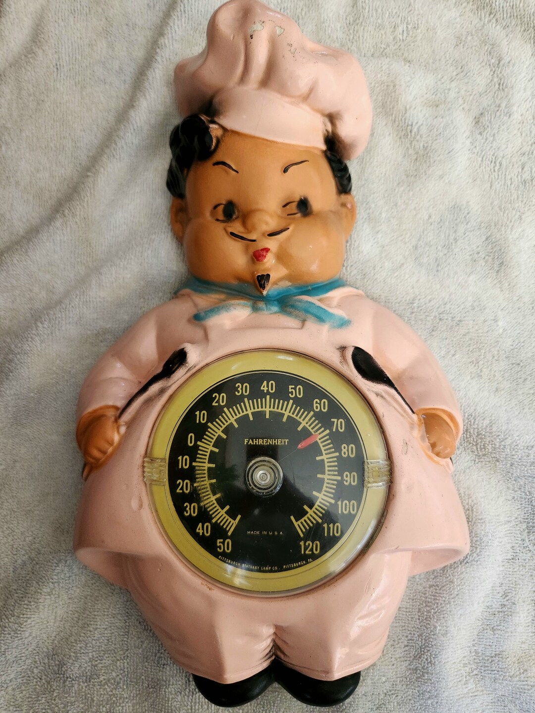Vintage Chef Thermometer Chalkware Bello Stern PINK 40s Farmhouse ...