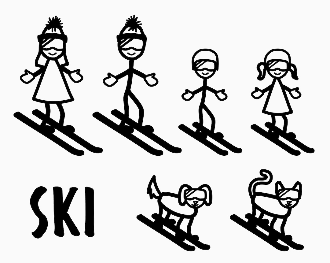 Ski Stick Figure Family Vinyl Decal Sticker - Etsy