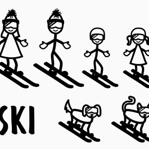 Ski Stick Figure Family Vinyl Decal Sticker - Etsy