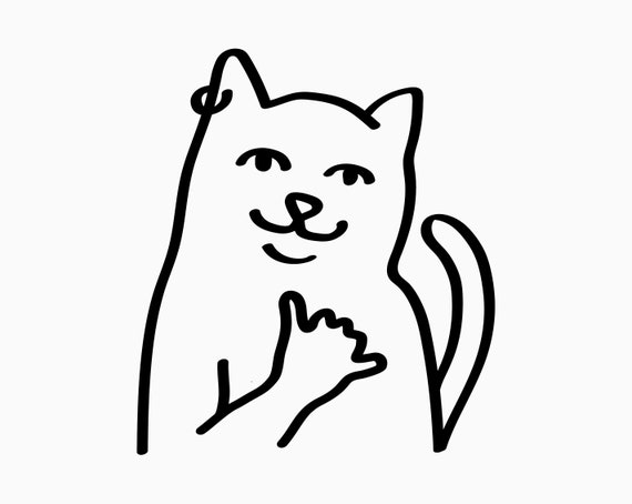 Shaka Cat Hang Loose Cat Vinyl Decal Sticker | Etsy