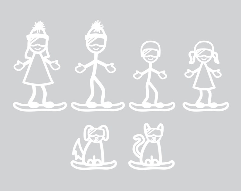 Snowboard Stick Figure Family Vinyl Decal Sticker - Etsy