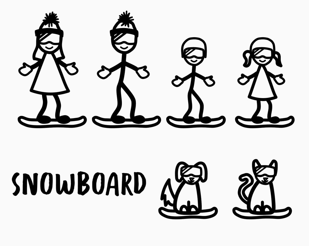 Snowboard Stick Figure Family Vinyl Decal Sticker - Etsy