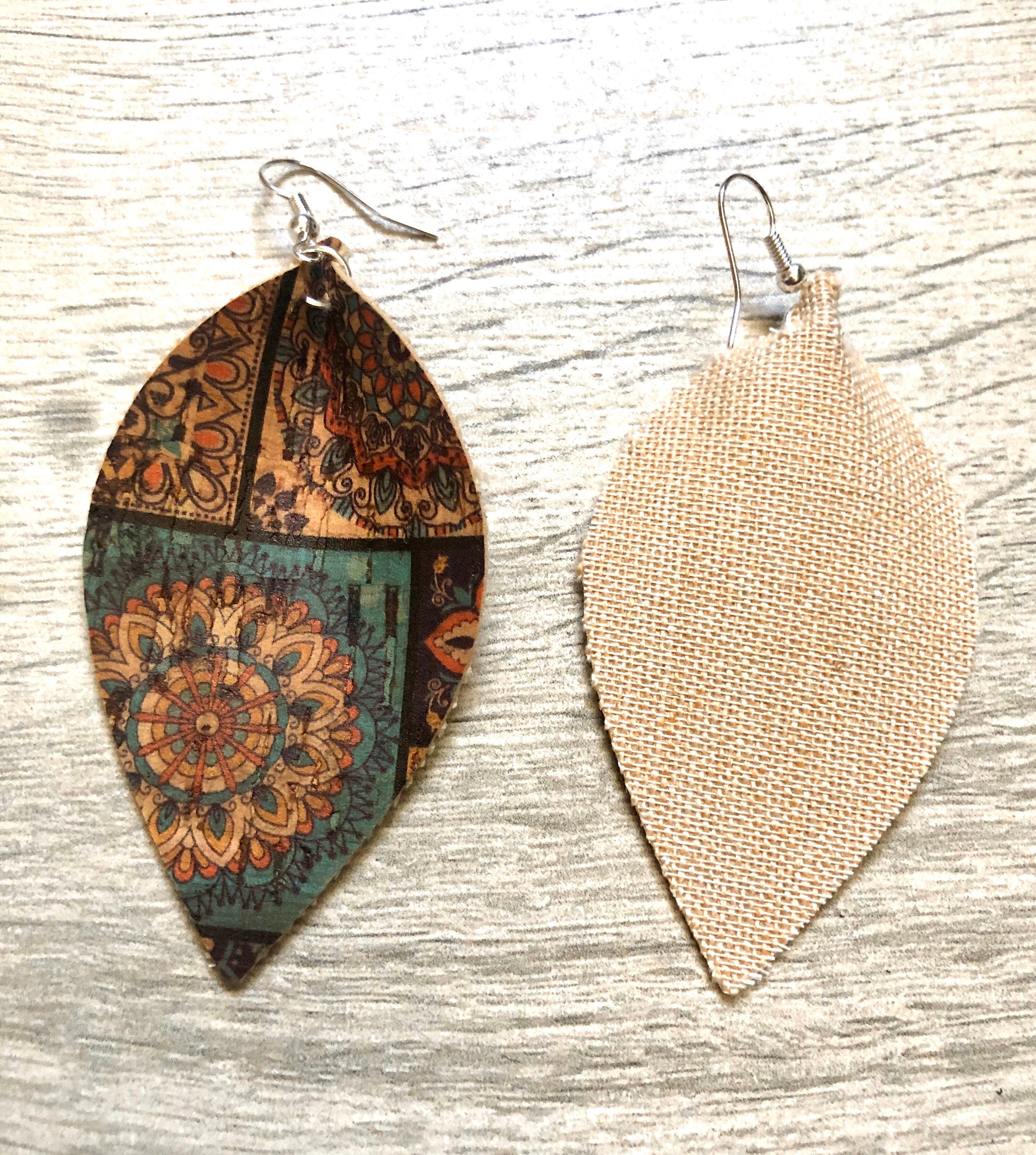 Portuguese Cork Pinched Leaf Earrings - Etsy