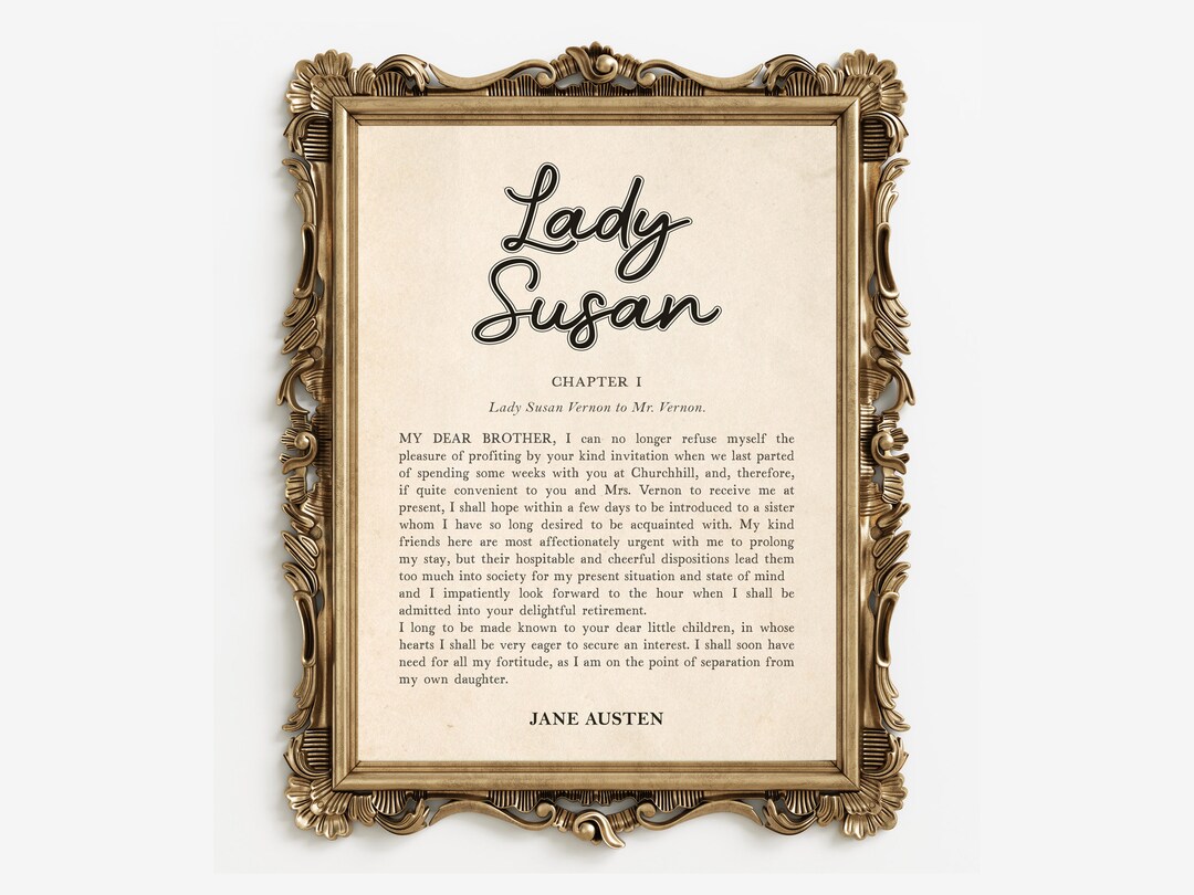 Lady Susan Poster - Jane Austen Digital Download - Printable Book Art ...