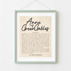 Anne of Green Gables Poster - 1st Chapter Book Wall Art - Anne With an ...