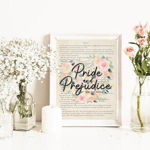 Pride and Prejudice Poster Wall Art - Jane Austen Gift - Digital ...