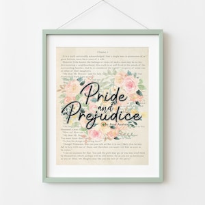Pride and Prejudice Poster Wall Art - Jane Austen Gift - Digital ...
