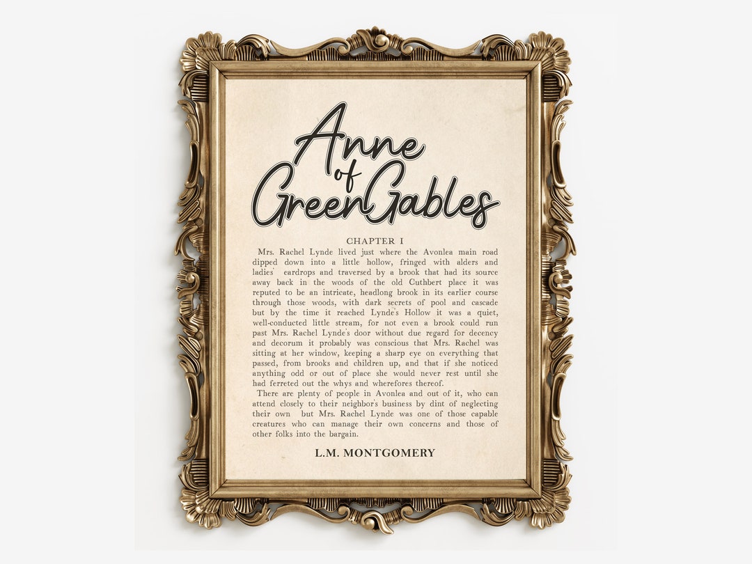 Anne of Green Gables Poster - 1st Chapter Book Wall Art - Anne With an ...